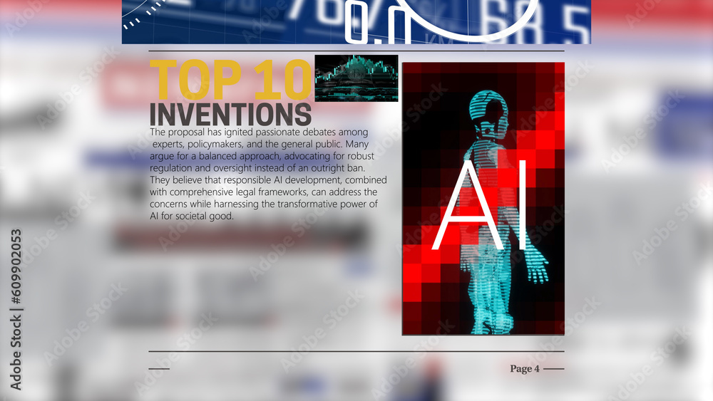 Newspaper Illustration About Artificial Intelligence Theme Ai Stoped Banned Warning National