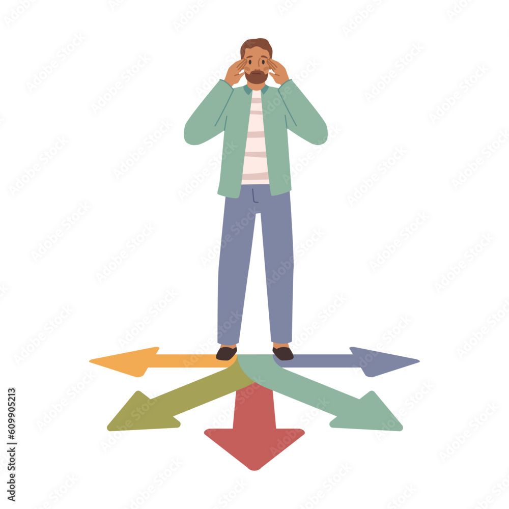 Man choosing right way, solutions and path choice, thinking man and ...