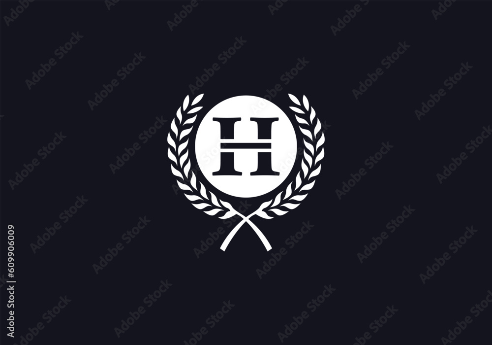 Laurel wreath brand logo design. golden circle letter monogram. badge ...