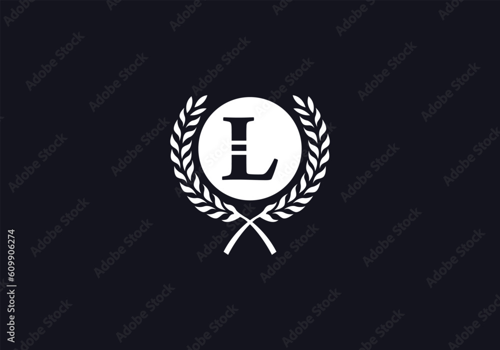 Laurel wreath brand logo design. golden circle letter monogram. badge ...