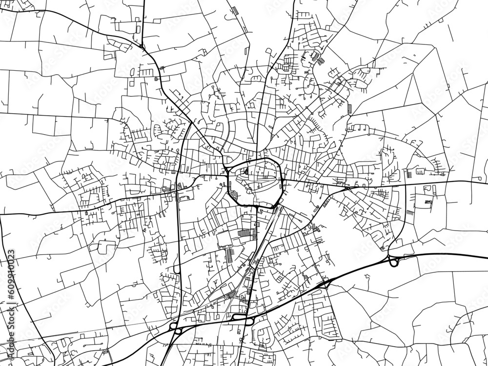 Vector road map of the city of Bocholt in Germany on a white background ...