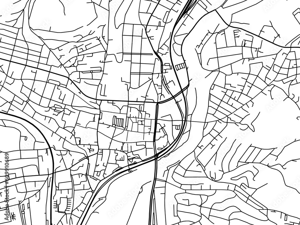Vector road map of the city of Jena Zentrum in Germany on a white ...