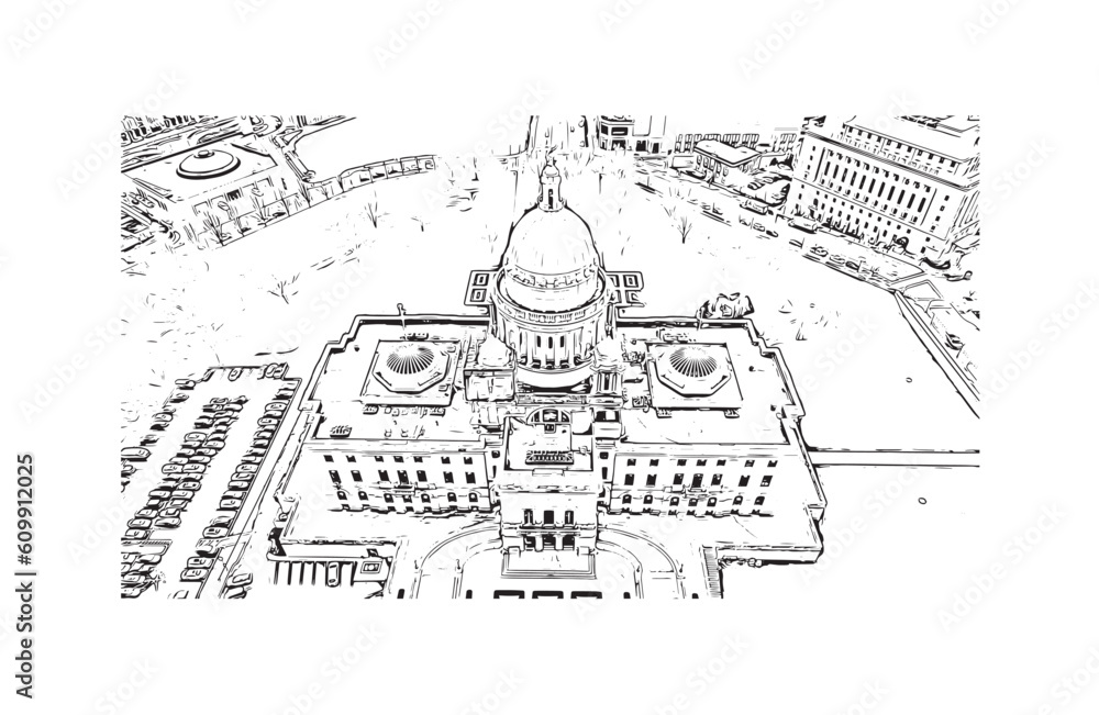 Vetor de Building view with landmark of Providence is the capital city ...