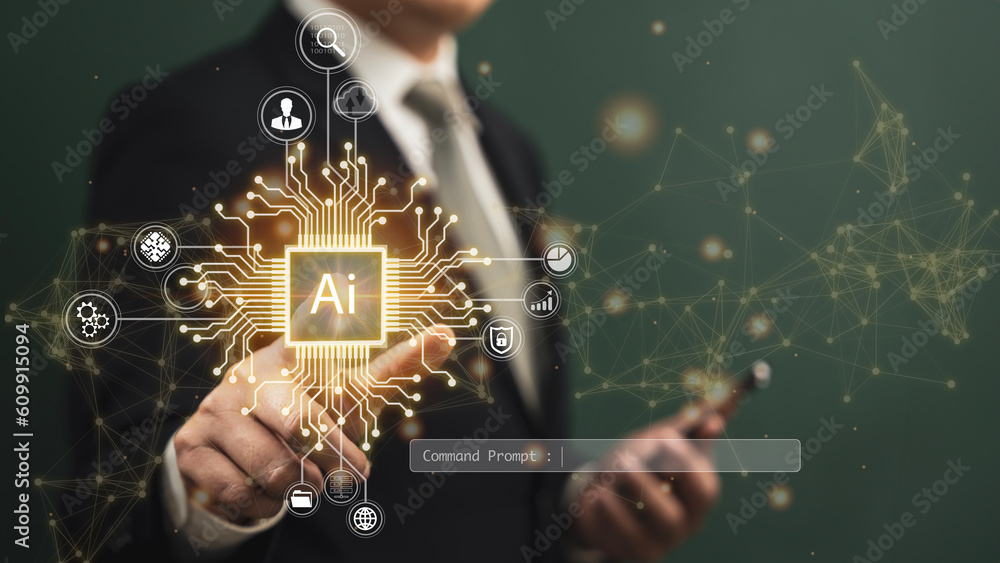 Modern businessmen who are turning to AI technology instead of manual ... Modern businessmen who are turning to AI technology instead of manual ...