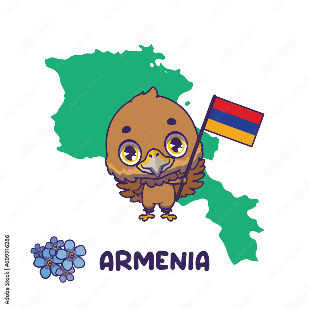 National animal golden eagle holding the flag of Armenia. National ...