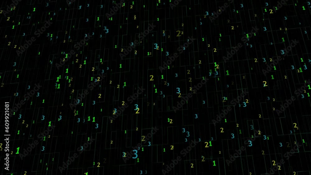 Flying binary code technology background, field background code depth. Binary code background ...