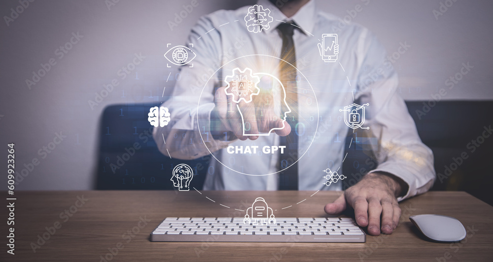 Businessman using chat bot in smartphone intelligence Ai.Chat bot with ...