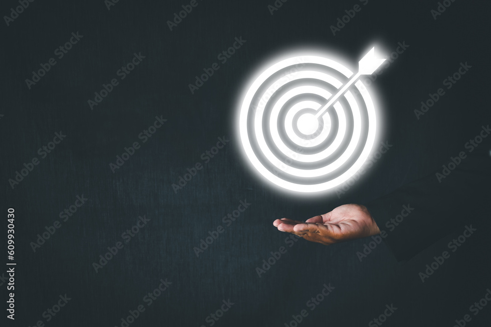 Business mission,Achieving goals and objectives,New Target concept ...