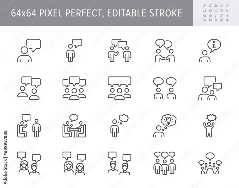 Talking people line icons. Vector illustration include icon - teamwork ...