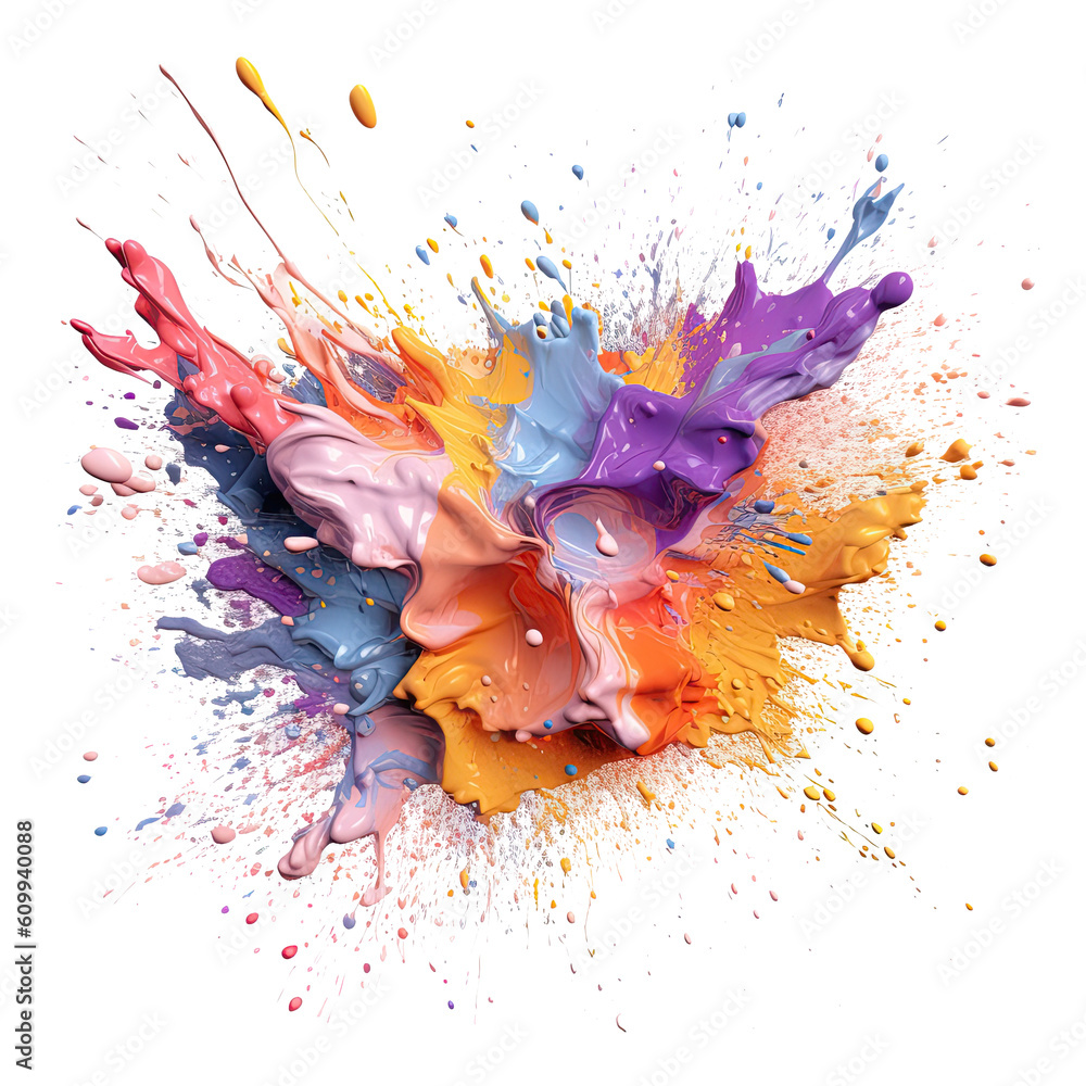 Abstract colorful paint splash on transparent background. Generative AI ...
