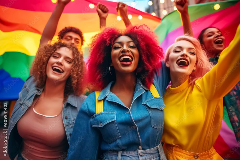 Diverse Individuals Celebrating The Spirit Of Pride Month Concept Of