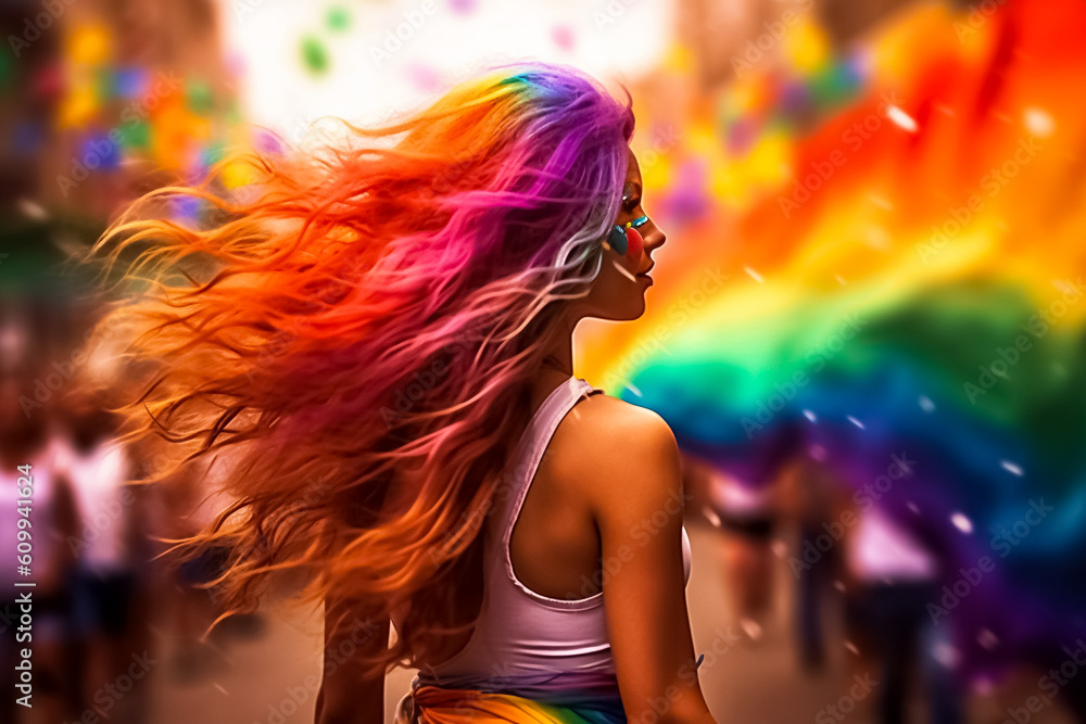 Woman celebrating the spirit of festivals and celebrations; concept of ...