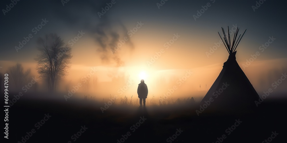AI Generated. AI Generative. Native american western camping indian ...
