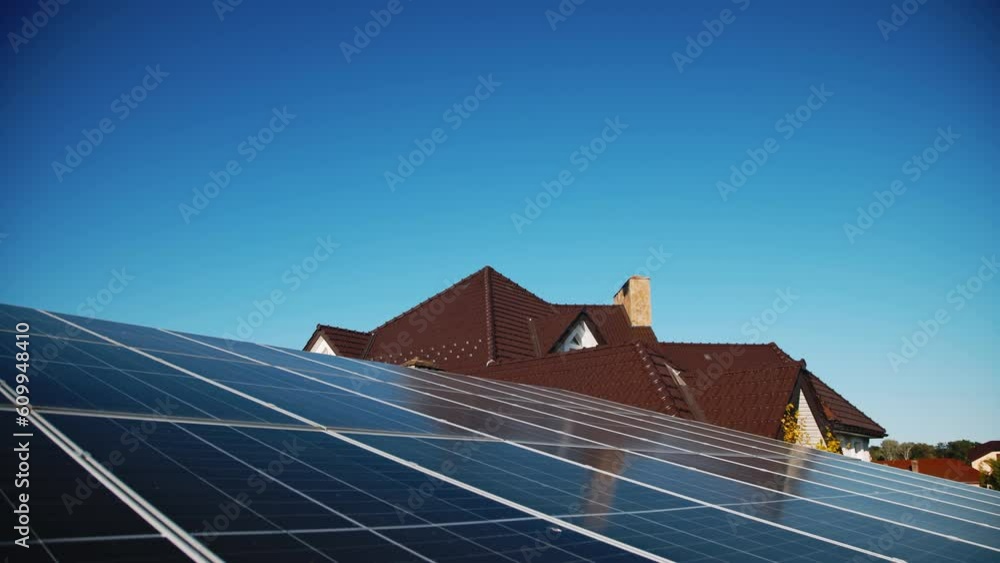 New ecologic house with solar panels Alternative to conventional energy ...