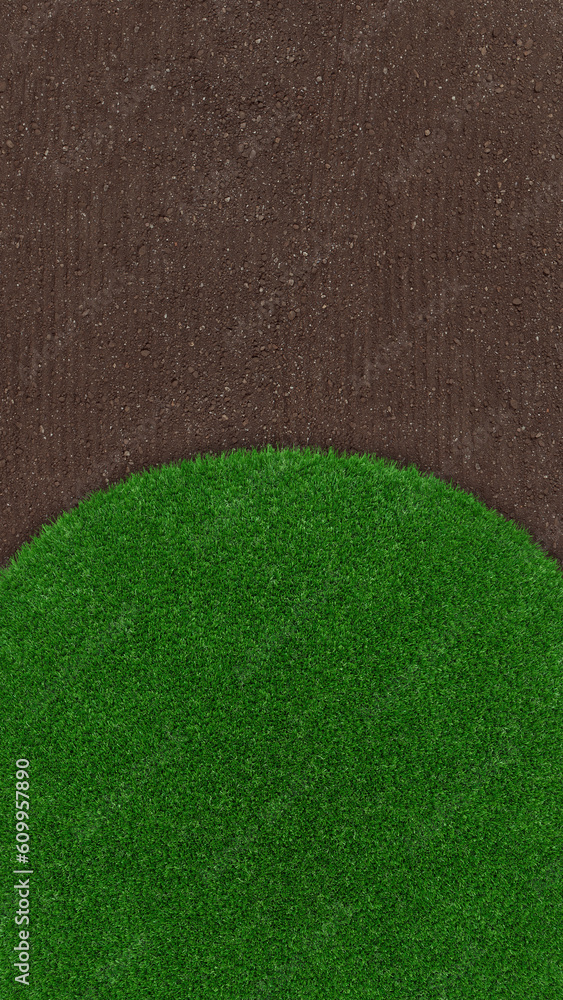 Foto de Meadow green grass surface and soil ground surface. Turf and ...