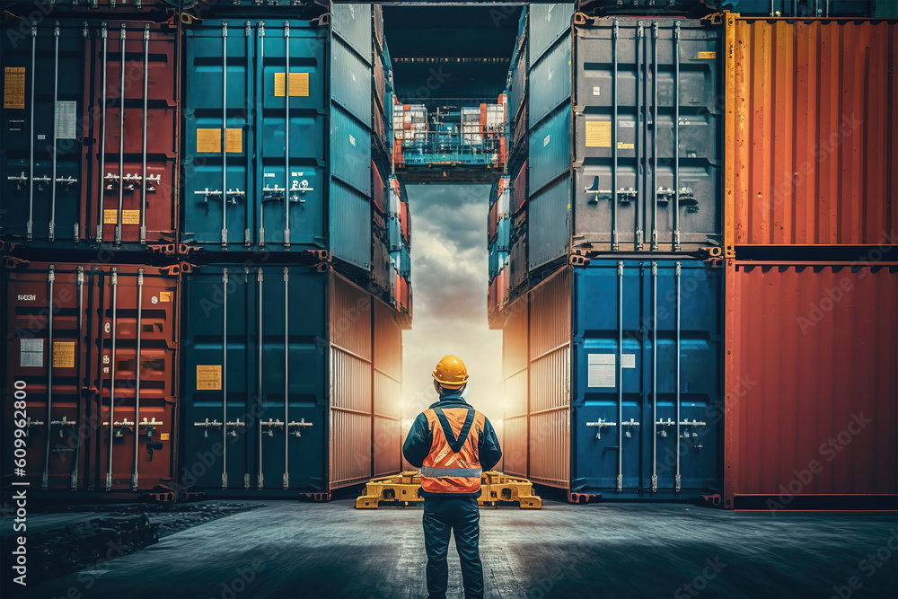 engineer control loading containers box from factory to cargo freight ...