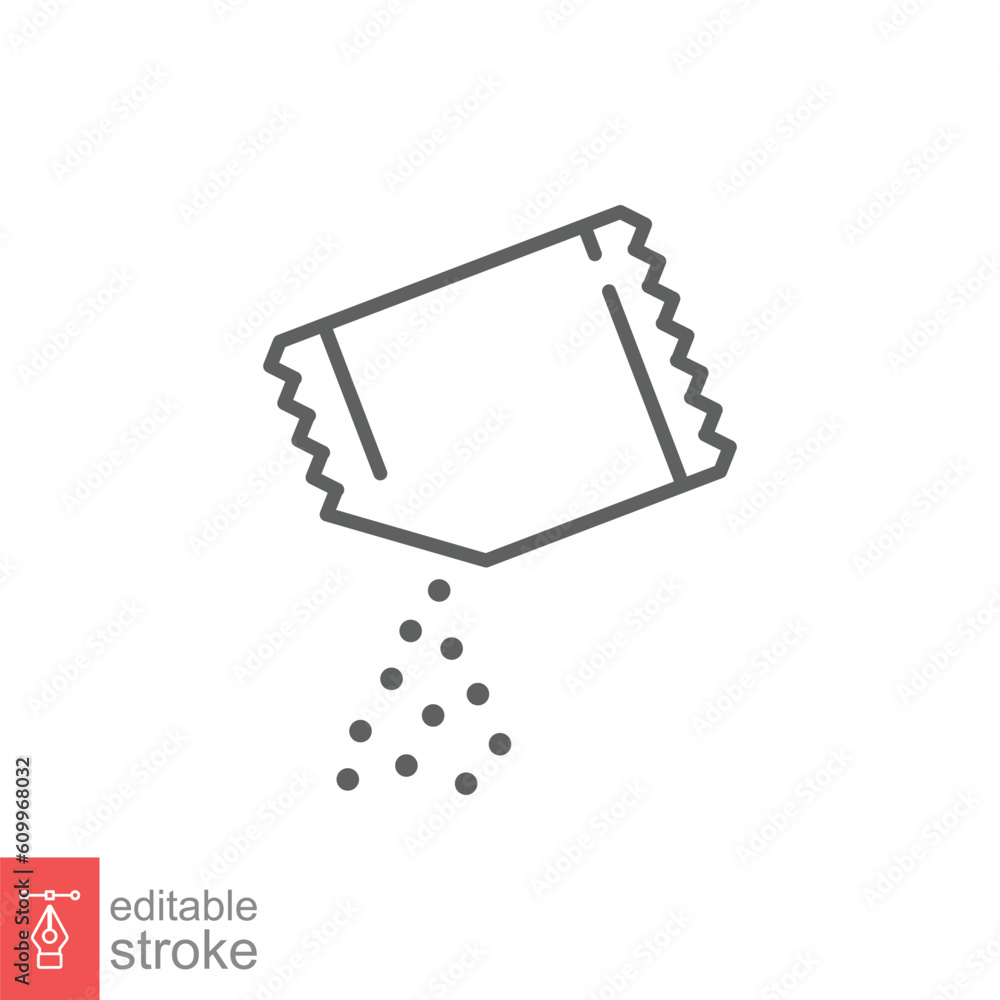 Packet soluble powder icon. Simple outline style. Open paper sachet ...