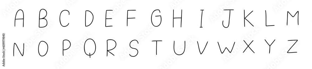 Childlike black english latin abc alphabet font A to Z. Vector ...