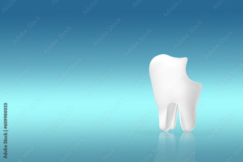 Unhealthy tooth white molar model on pastel blue background. Tooth ...