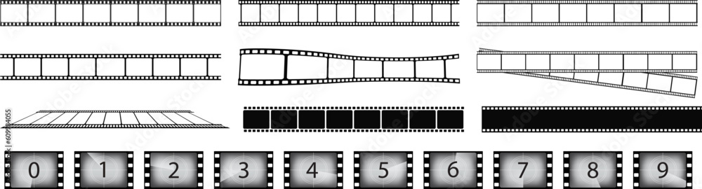 Filmstrip set. Creative vector illustration of old retro film strip ...