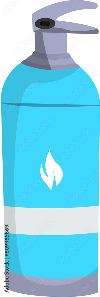 Blue fire extinguishers, different types of fire safety packages. Stock ...