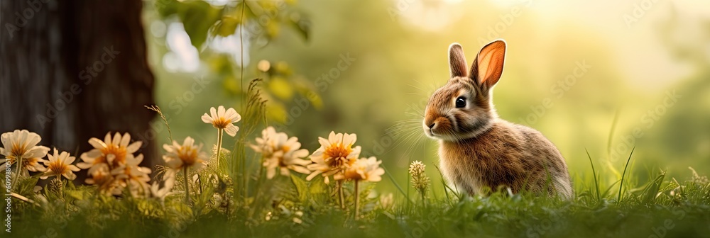 Rabbit with Nature Background - Wallpaper with Rabbit and empty copy ...