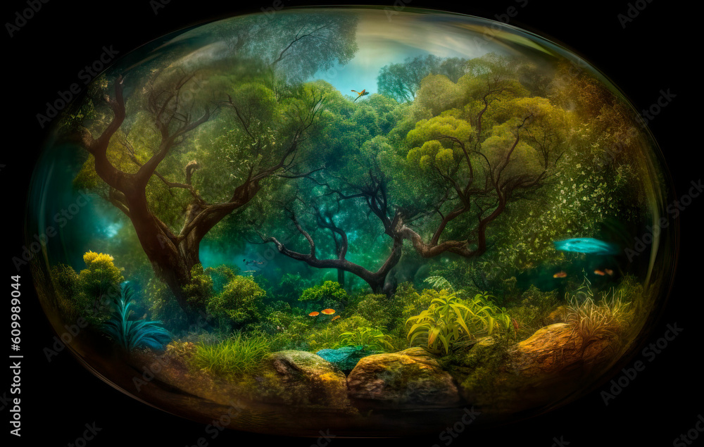 Biosphere concept tree in a crystal ball created with Generative AI ...