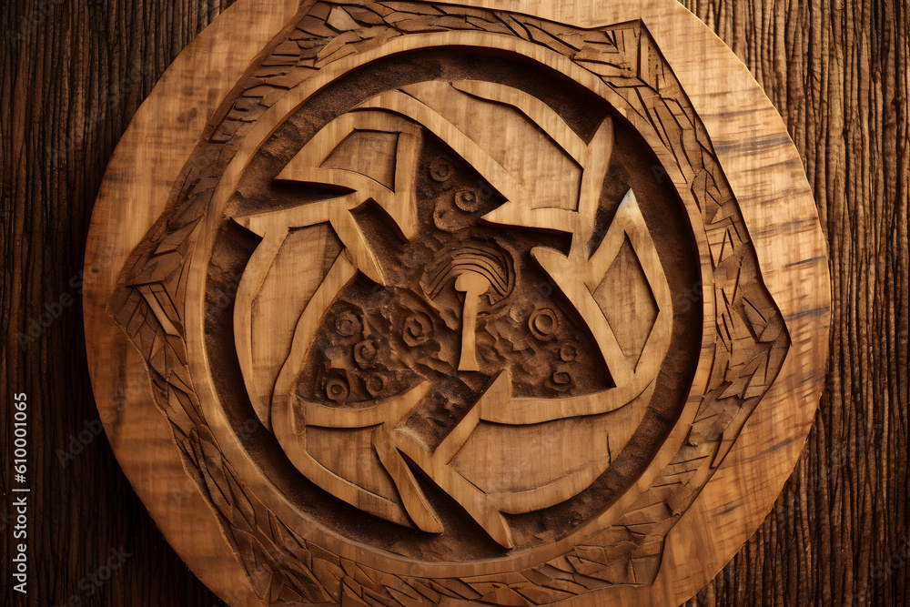 Nature-Inspired Recycling Symbol - Wood Carving - Generative AI Stock ...