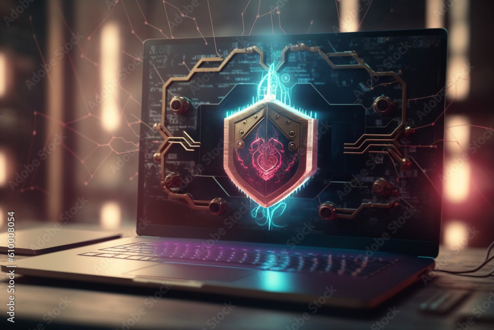 Electronic Circuit Board Security Concept With Code Cybersecurity Illustration Ai