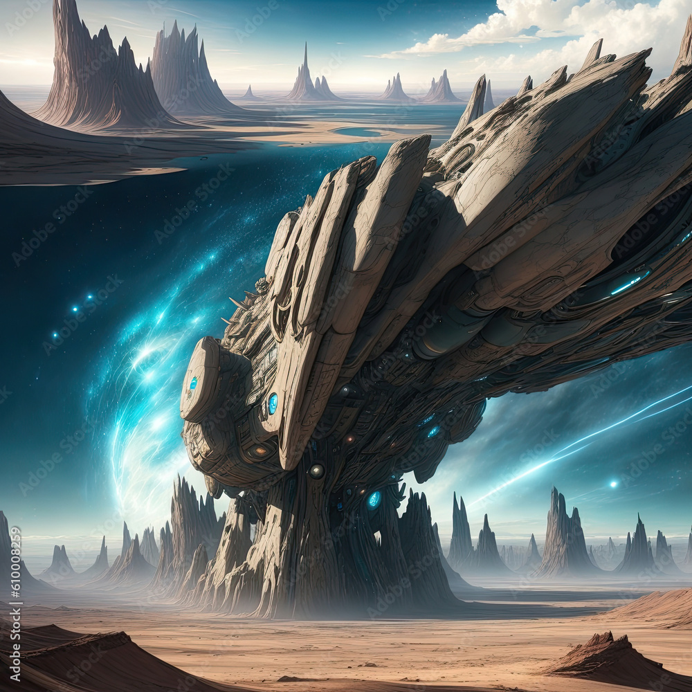 Generative Ai, AI Generated art, sci-fi futuristic planet landscape ...