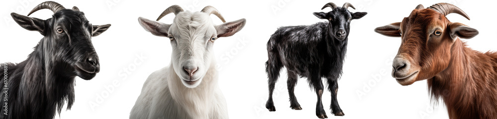 goat face shot isolated on transparent background cutout Stock ...
