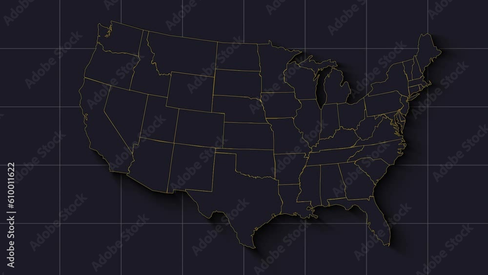 3D Map of United States of America showing infographics of the Country ...