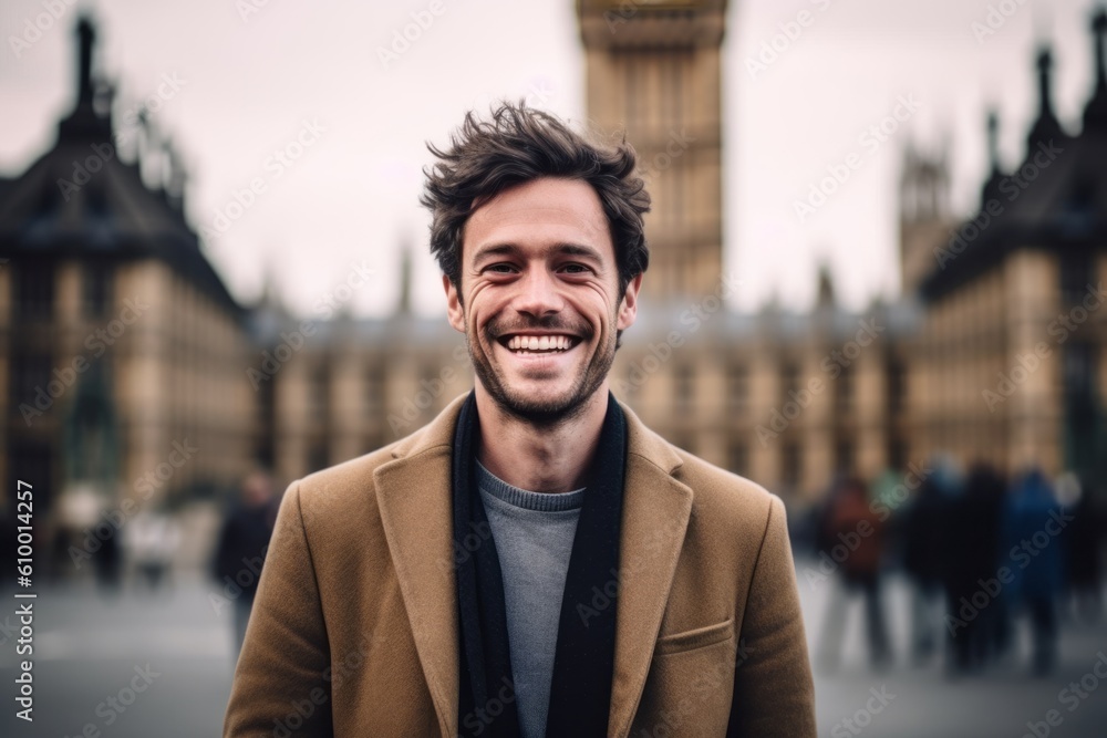 Medium shot portrait photography of a grinning man in his 30s that is ...
