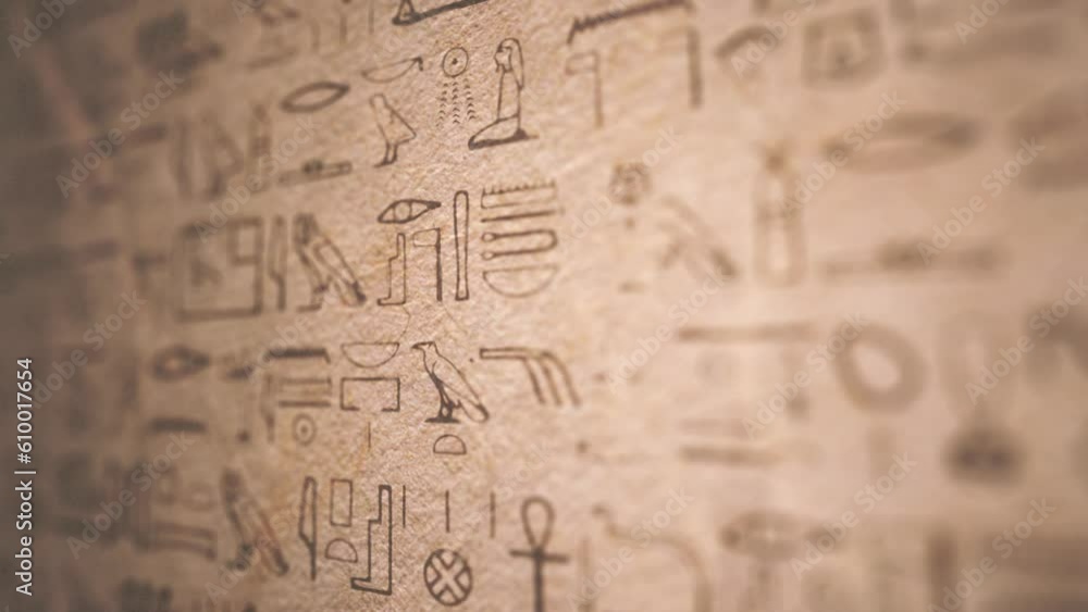 Vintage Egyptian Hieroglyphs Scrolling Background/ 4k motion graphics of a vintage egyptian ...