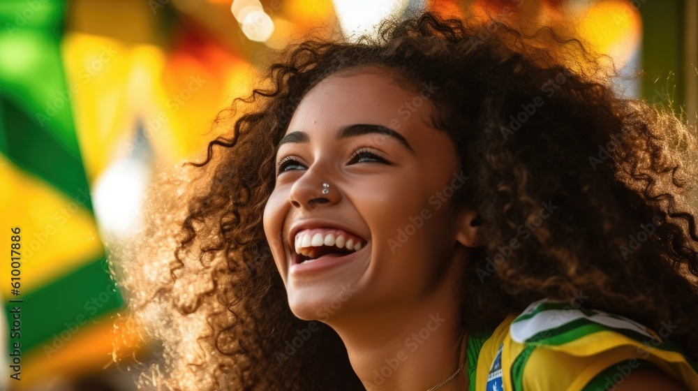 portrait of a brazilian ethnic diverse people celebrating ...