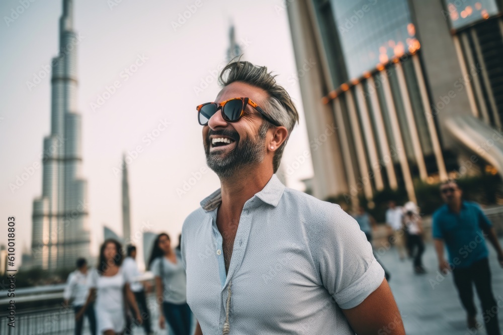 Lifestyle portrait photography of a pleased man in his 40s that is ...