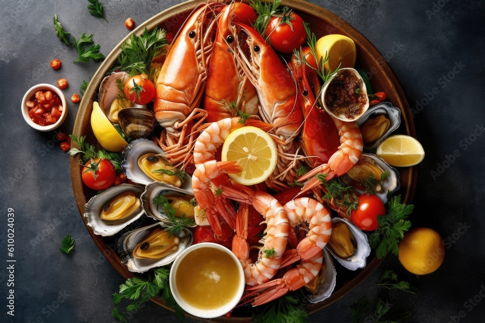 stock photo of A plateau de fruits de mer is a seafood Food Photography ...