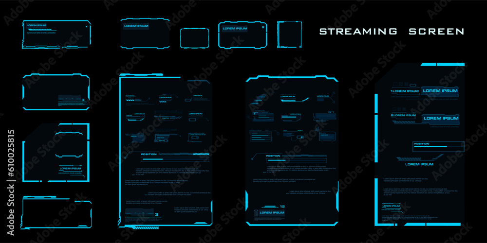 Set of frames, callouts and titles. Modern dialog HUD interface ...