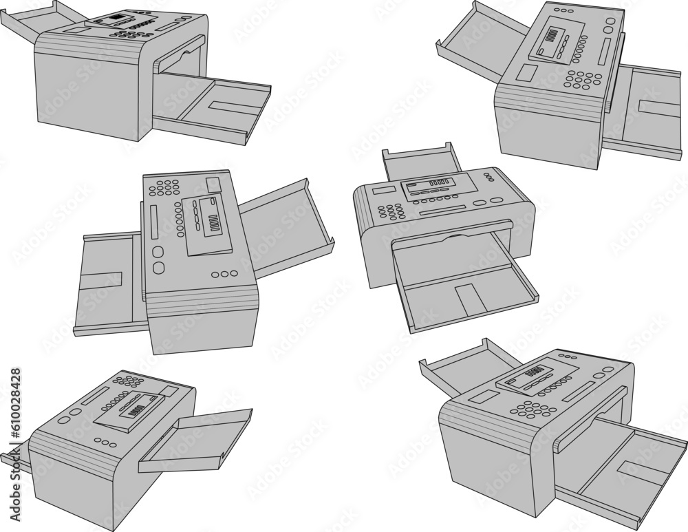 Paper printer cartoon illustration vector sketch Stock Vector | Adobe Stock