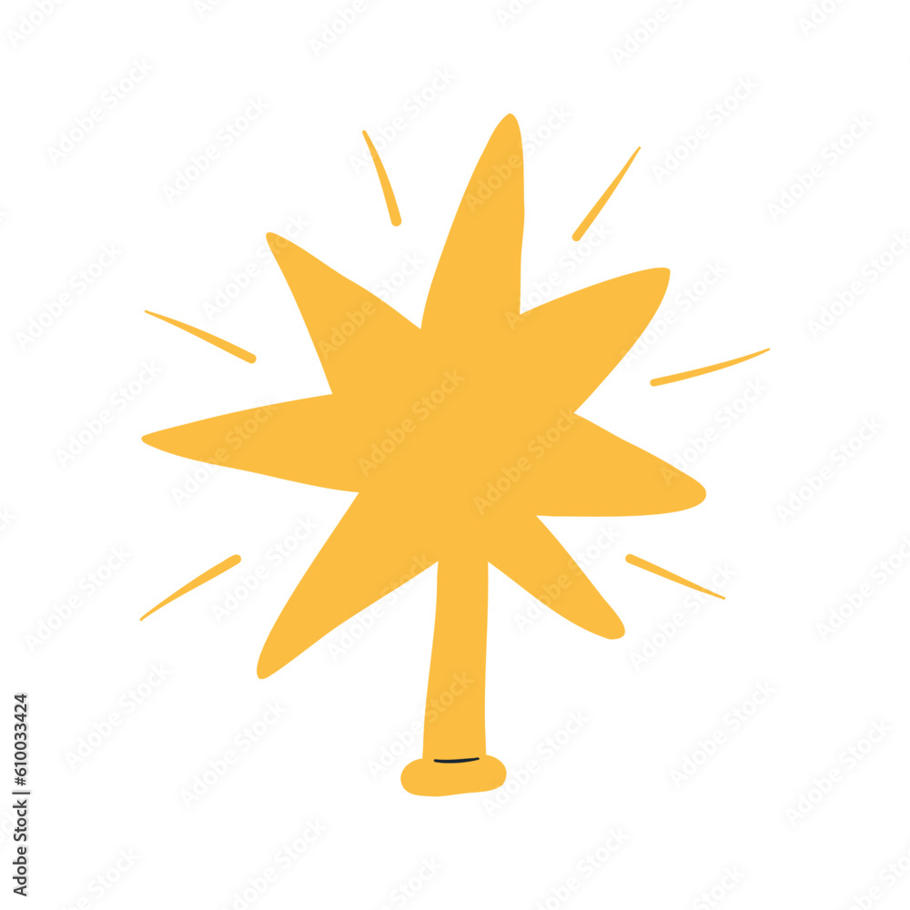 Christmas tree topper in shape of golden star, cartoon flat vector ...
