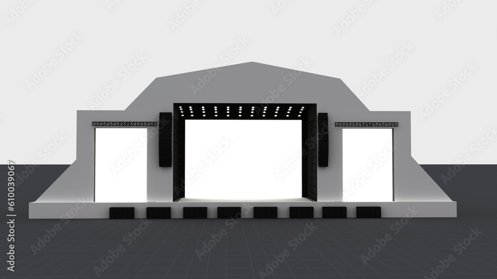 Stage rigging truss system with blank backdrop concert performance ...