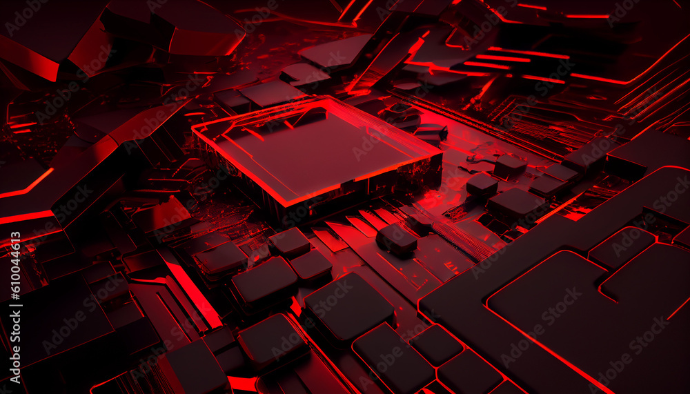 Red Technology Background Ai generated image Stock Illustration | Adobe ...