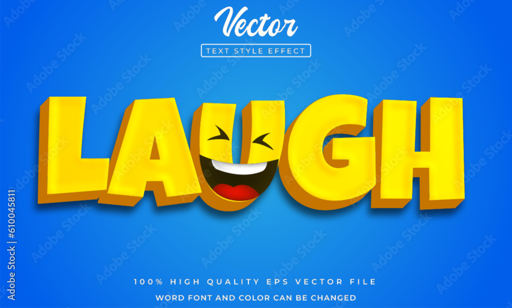 Editable laugh text 3d effect style Stock Vector | Adobe Stock
