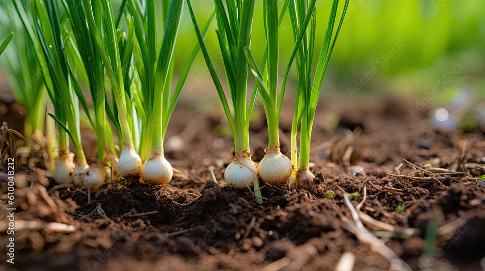 japanese spring onion on ground created with Generative AI technology ...