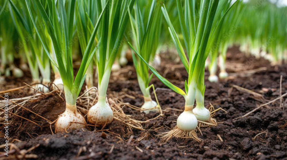japanese spring onion on ground created with Generative AI technology ...