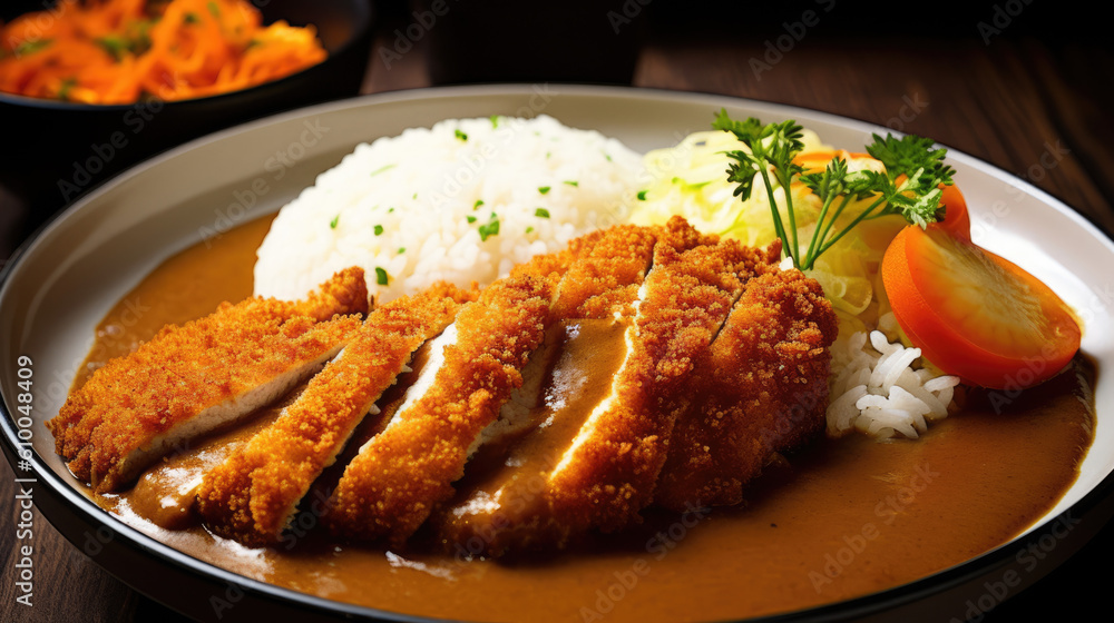 Katsu curry and rice created with Generative AI technology Stock ...
