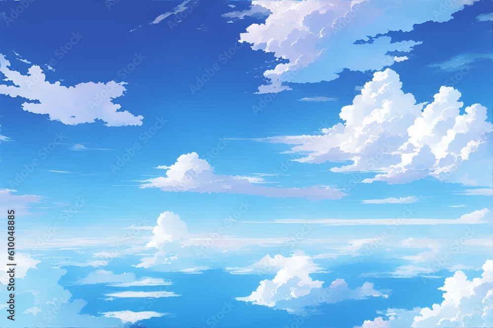illustration of a Cloudy Sky in Anime style, Anime sky, cloud ...