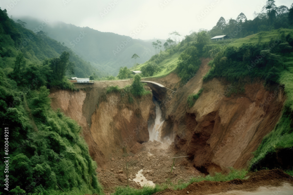 landslide created with Generative AI technology Stock Illustration ...