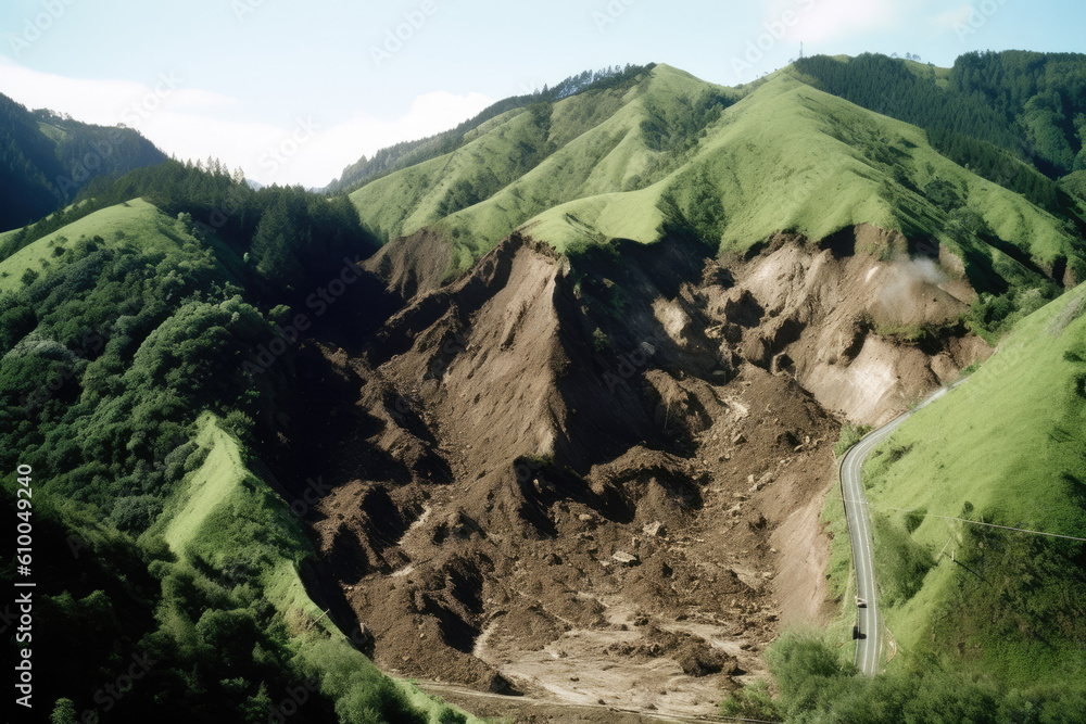 landslide created with Generative AI technology Stock Illustration ...