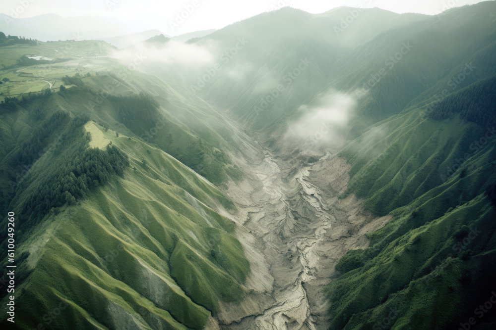 landslide created with Generative AI technology Stock Illustration ...